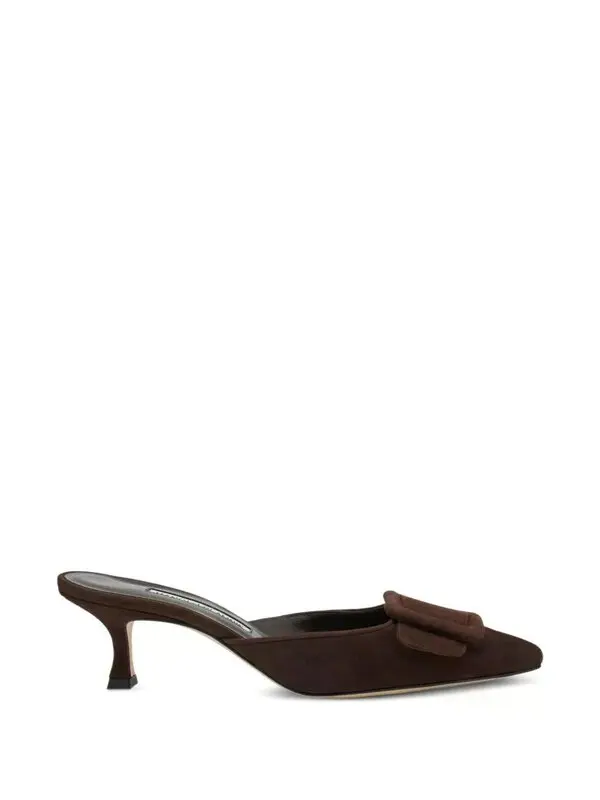 Manolo Blahnik Buckle Suede Mule