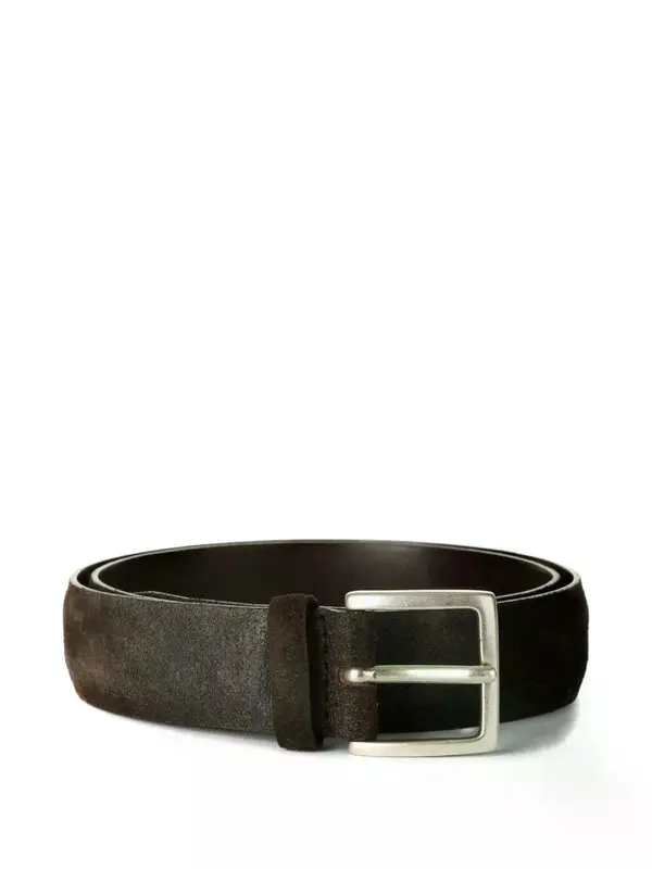 ORTIGNI Suede Buckle Belt - Brown