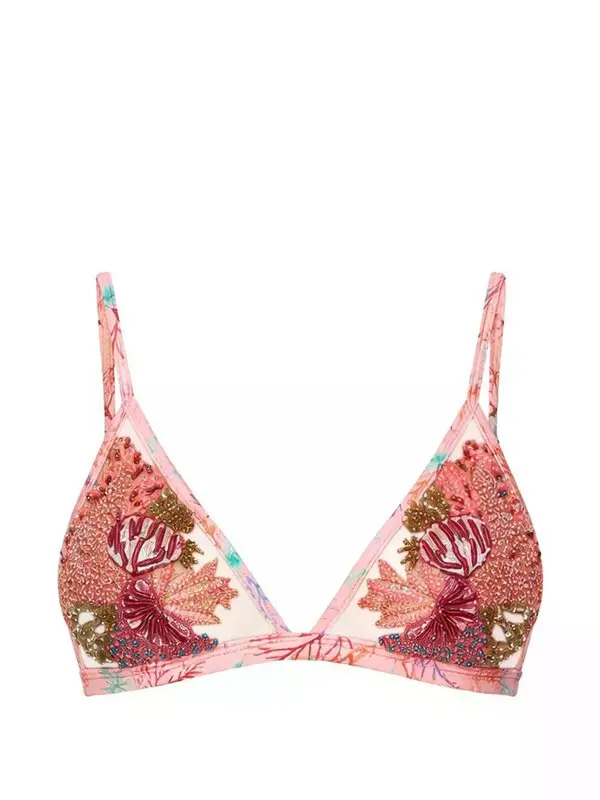 PatBO Seaweed Embellished Bikini Top - Pink