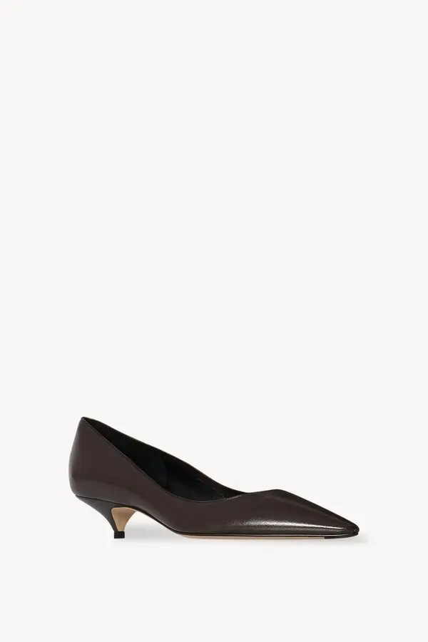 THE ROW Liisa Kitten Heel - Lacquer Brown