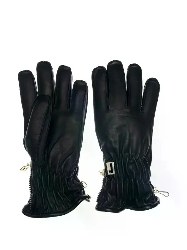 RESTELLI Leather Zip-detail Ski Gloves - Blue