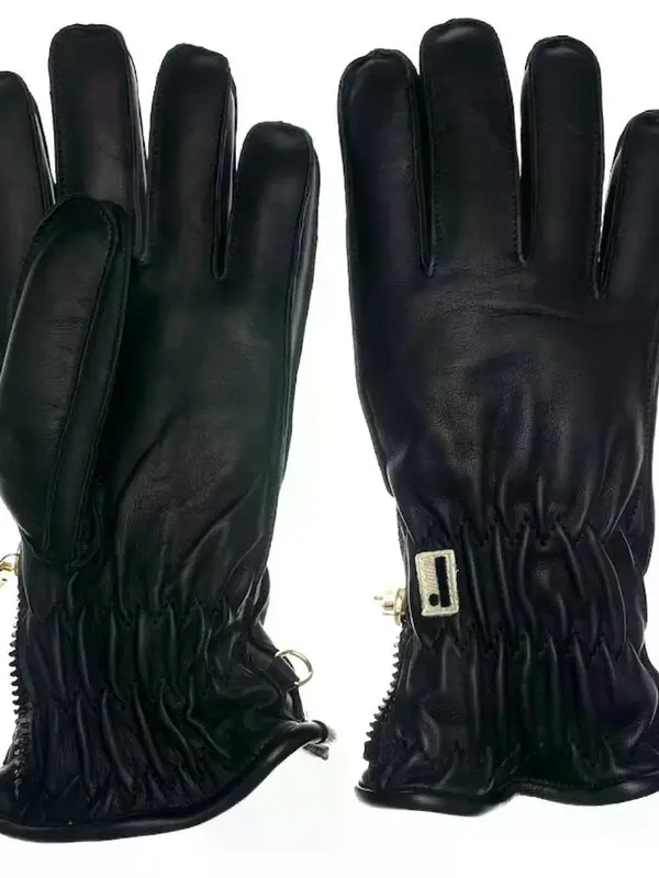 RESTELLI Leather Zip-detail Ski Gloves - Blue