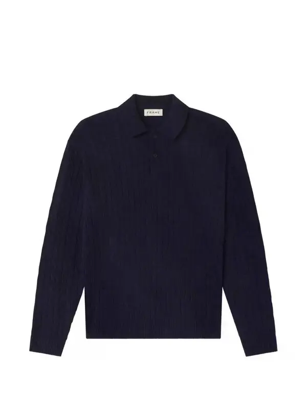 FRAME Cable-knit Polo Shirt - Blue