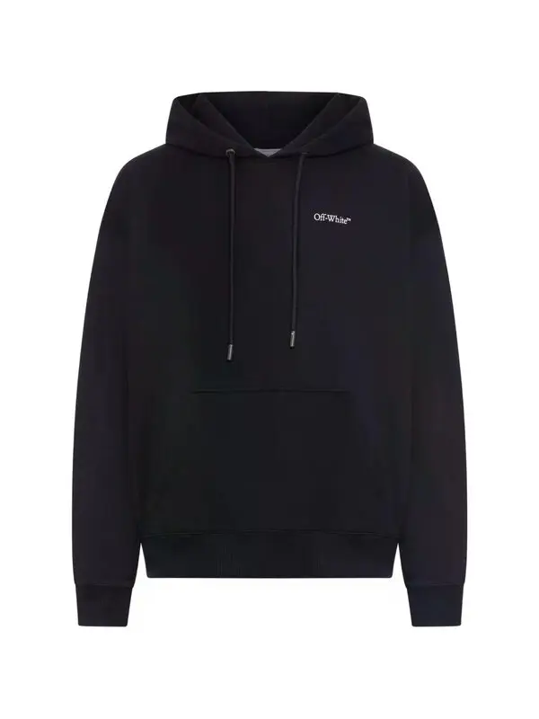 Off-White Drawstring Hooded Sweatshirt - Black