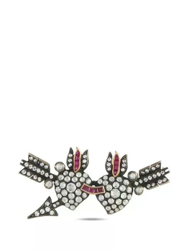LB EXCLUSIVE Diamond Ruby Silver Brooch - Black