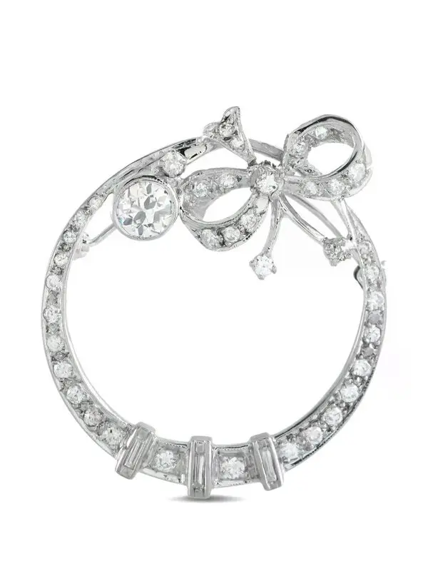 LB EXCLUSIVE Diamond Bow White Gold Brooch - Silver