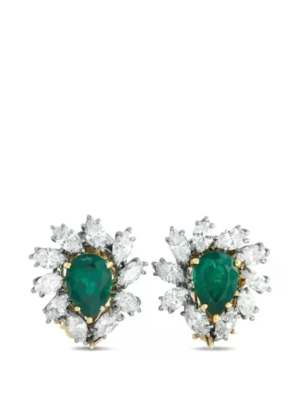 LB EXCLUSIVE Diamond And Emerald Earrings - Gold