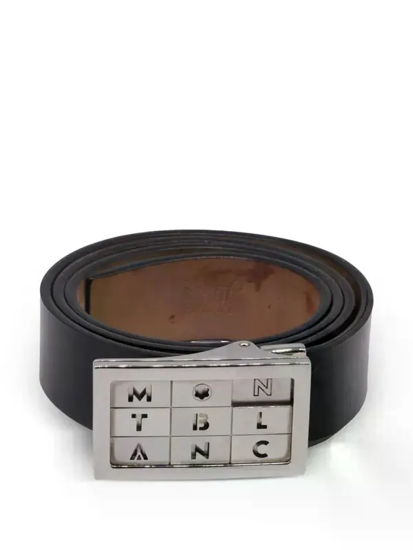 Montblanc Logo Buckle Leather Belt - Black