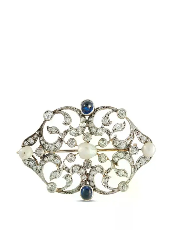 LB EXCLUSIVE Diamond Sapphire Pearl Brooch - Silver
