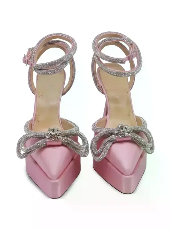 Mach & Mach Double Bow Crystal-embellished Platform Pumps