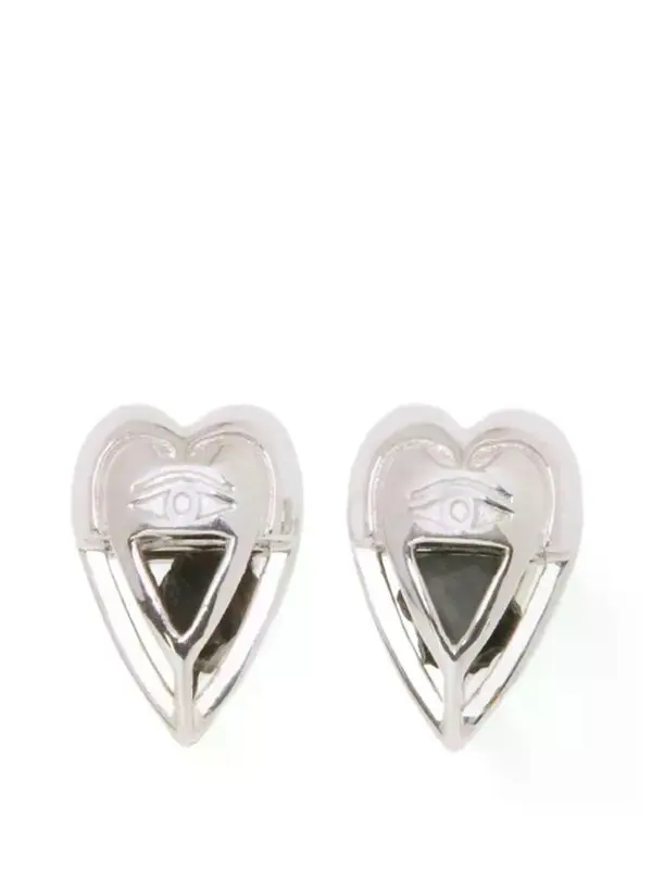 CAPSULE ELEVEN Heart-shape Onyx Stud Earrings - Silver