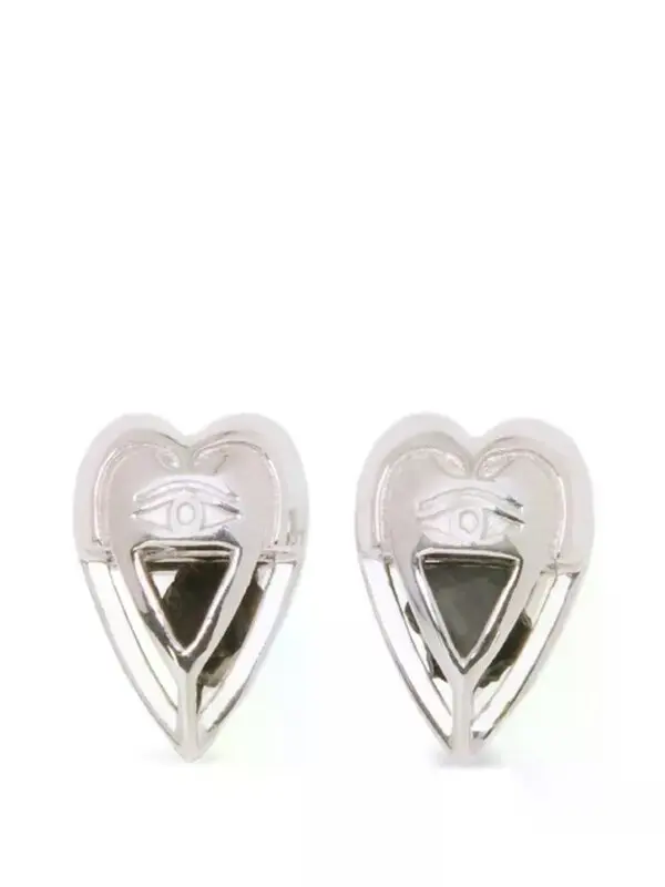 CAPSULE ELEVEN Heart-shape Onyx Stud Earrings - Silver