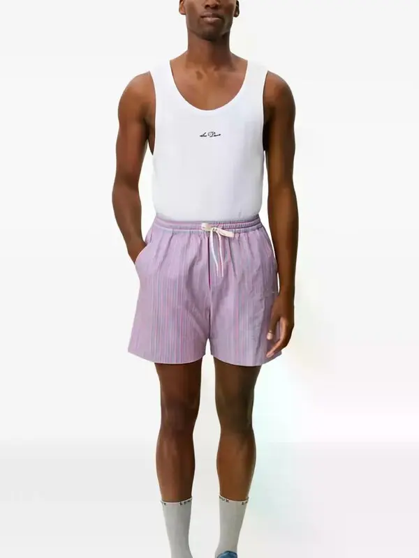 LES DEUX Seersucker Striped Swim Shorts - Pink