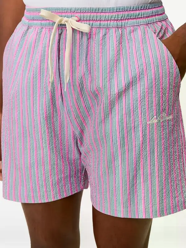 LES DEUX Seersucker Striped Swim Shorts - Pink