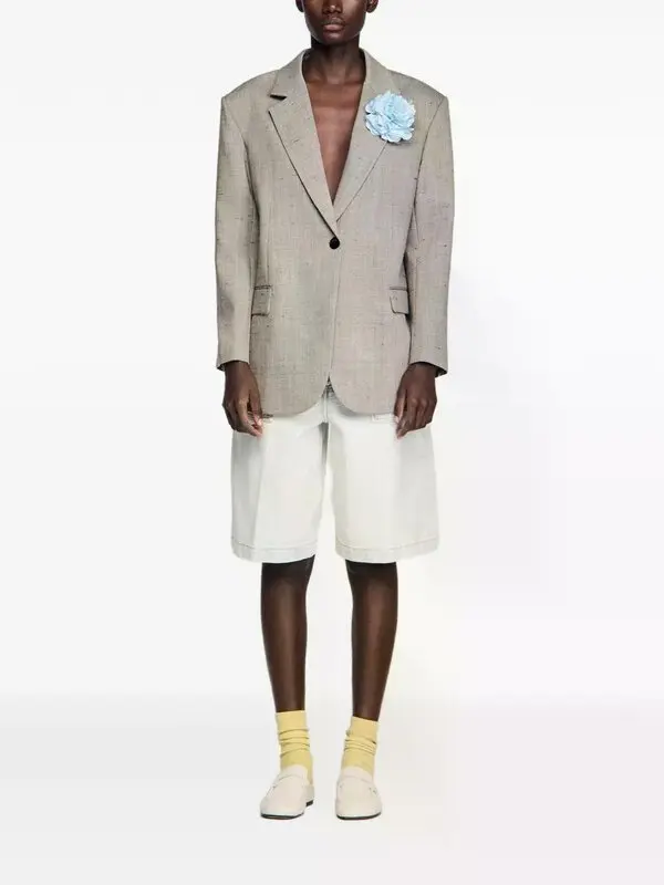 Sandro Flower-brooch Checked Blazer