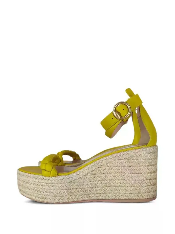 GIANVITO ROSSI Merida Braided Wedge Sandals - Yellow