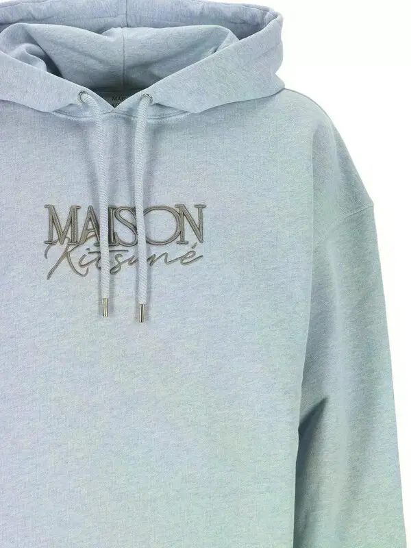 Maison Kitsuné Logo-embroidered Hoodie - Blue