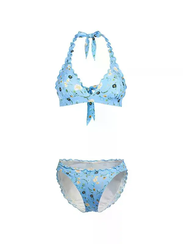 Seafolly Ruffled Floral-print Bikini - Blue