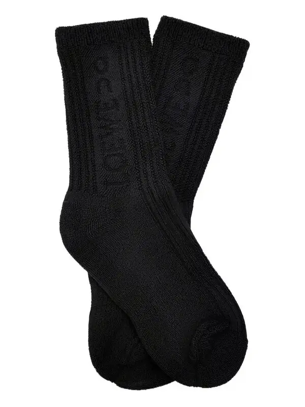Loewe X On Ribbed Logo-detail Socks - Black
