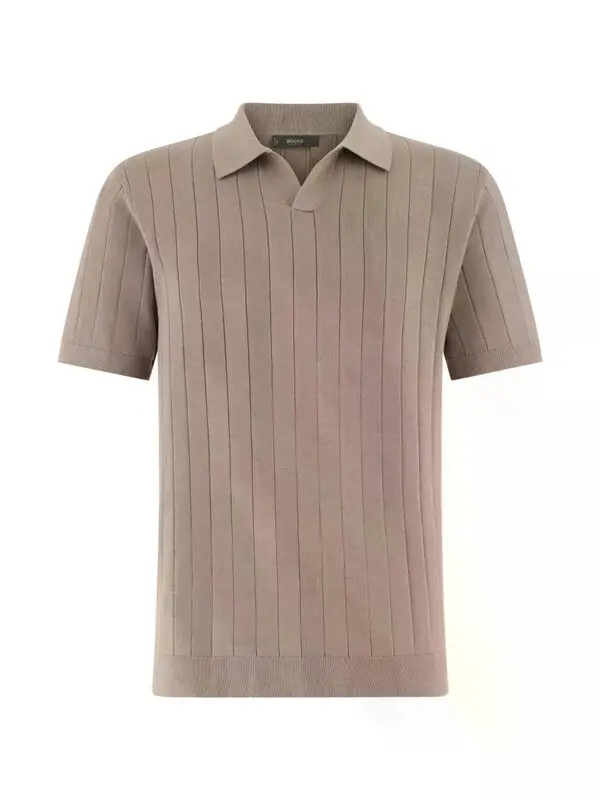 Boggi Milano Open-neck Ribbed T-shirt - Neutrals