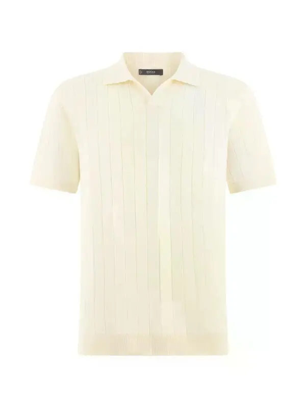 Boggi Milano Ribbed Open-neck T-shirt - Neutrals
