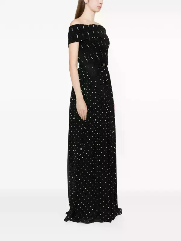 Elie Saab Polka-dot Off-shoulder Maxi Dress