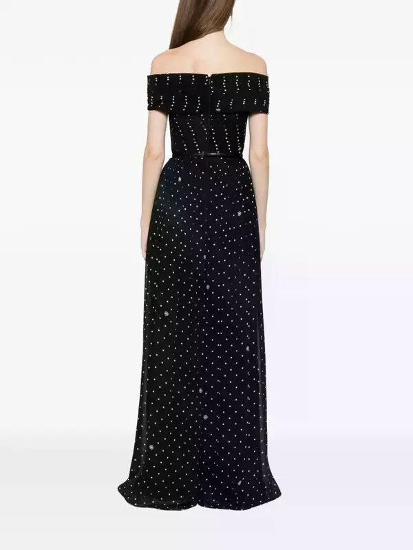 Elie Saab Polka-dot Off-shoulder Maxi Dress