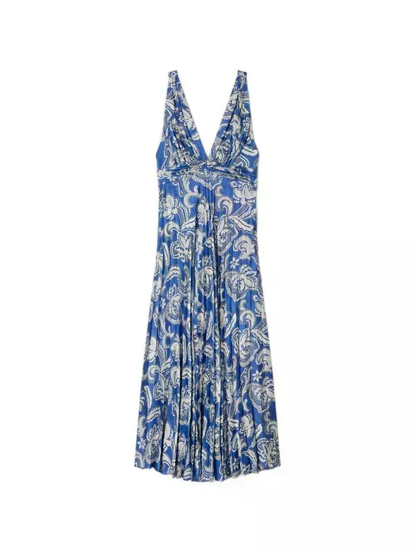 Sandro Floral Print Maxi Dress - Blue