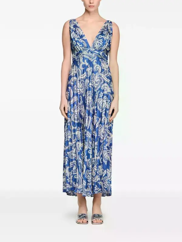 Sandro Floral Print Maxi Dress - Blue
