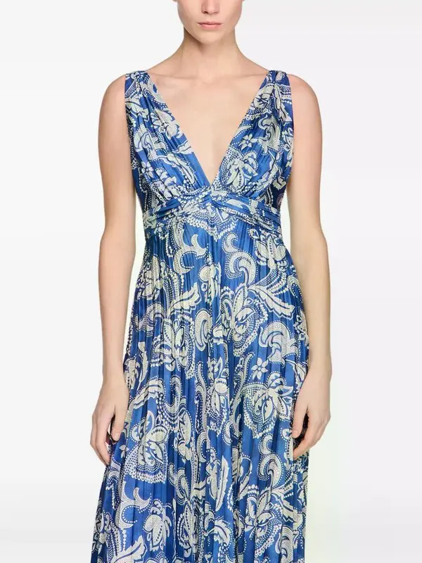 Sandro Floral Print Maxi Dress - Blue