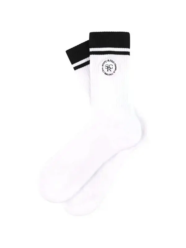 SPORTY & RICH Srhwc Logo Stripe Socks - White