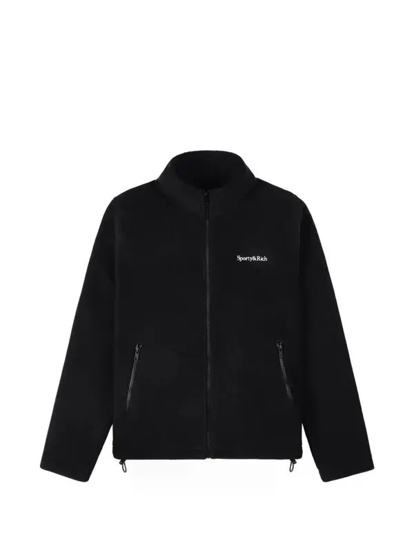 SPORTY & RICH Zip-up Fleece Jacket - Black