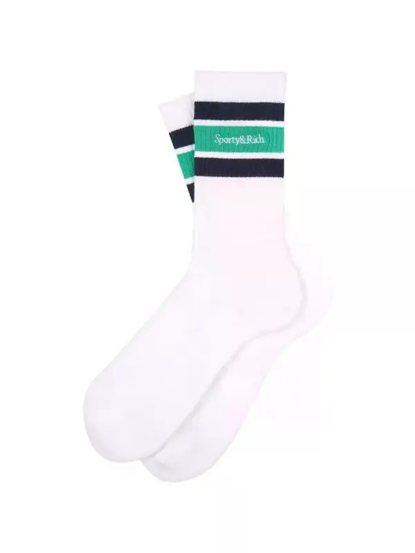SPORTY & RICH Striped Crew Socks - White
