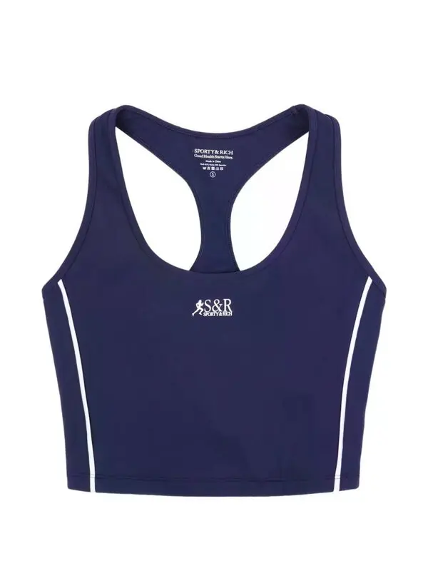 SPORTY & RICH Sr Runner Sports Crop Tank Top - Blue