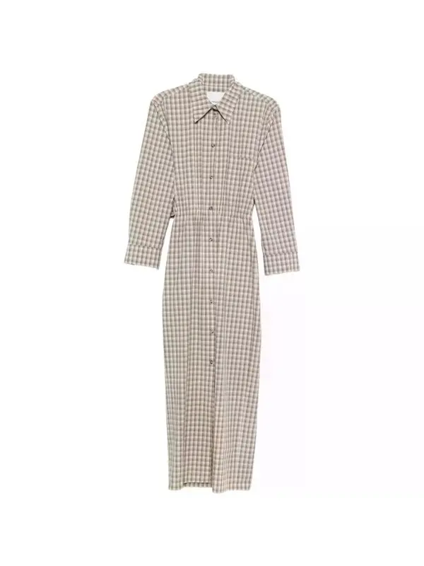 Nanushka Plaid Cutout Maxi Shirt Dress - Neutrals
