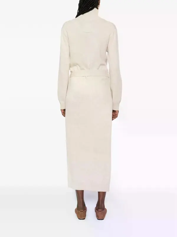 Nanushka Turtleneck Knitted Midi Dress With Self-tie Belt