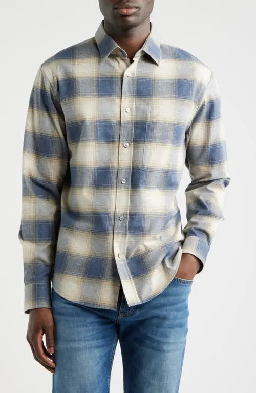 BOSS Owen Relaxed Fit Plaid Cotton Flannel Button-up Shirt - Open Blue