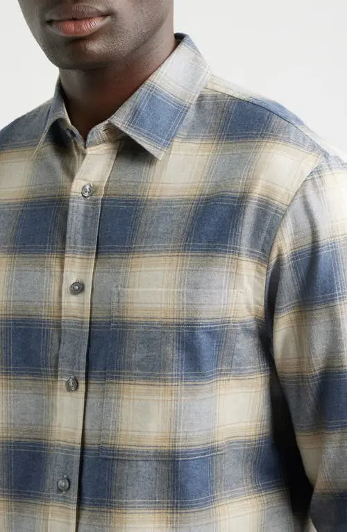 BOSS Owen Relaxed Fit Plaid Cotton Flannel Button-up Shirt - Open Blue