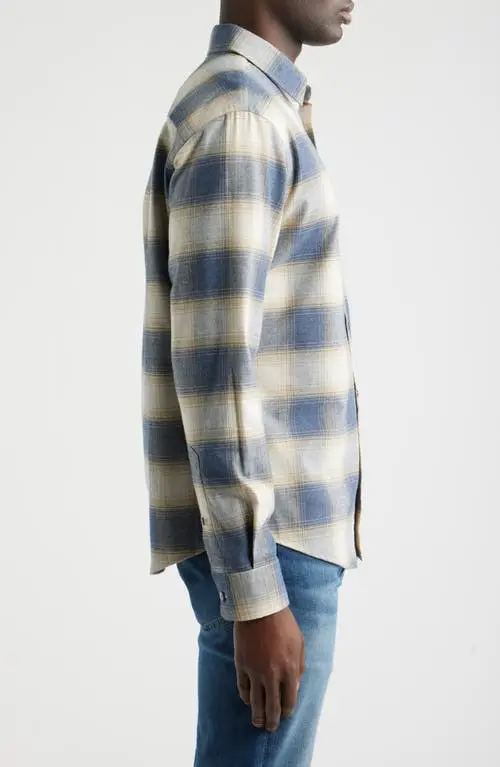 BOSS Owen Relaxed Fit Plaid Cotton Flannel Button-up Shirt - Open Blue