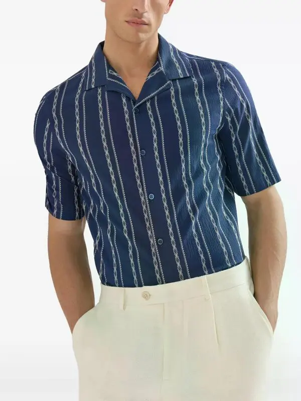 Brunello Cucinelli Stripe Short-sleeve Shirt - Blue