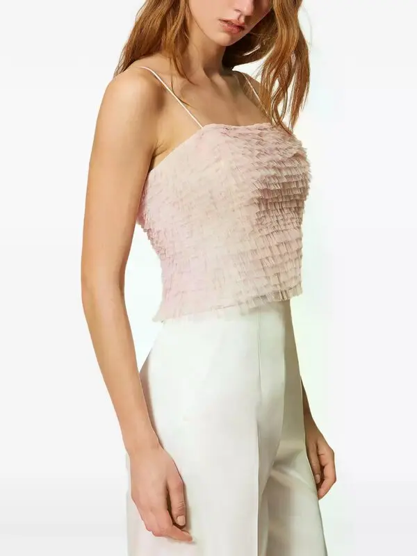 TWINSET Ruffle Detail Tulle Top