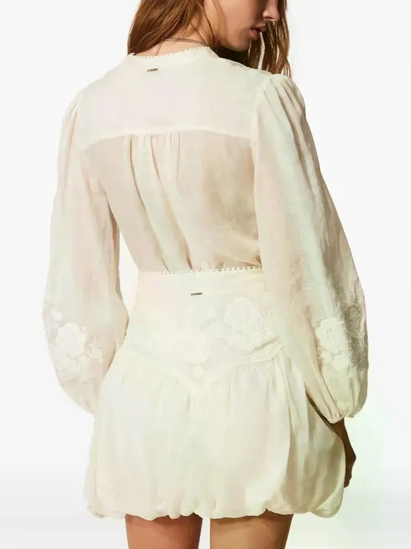TWINSET Embroidered Ramie Blouse