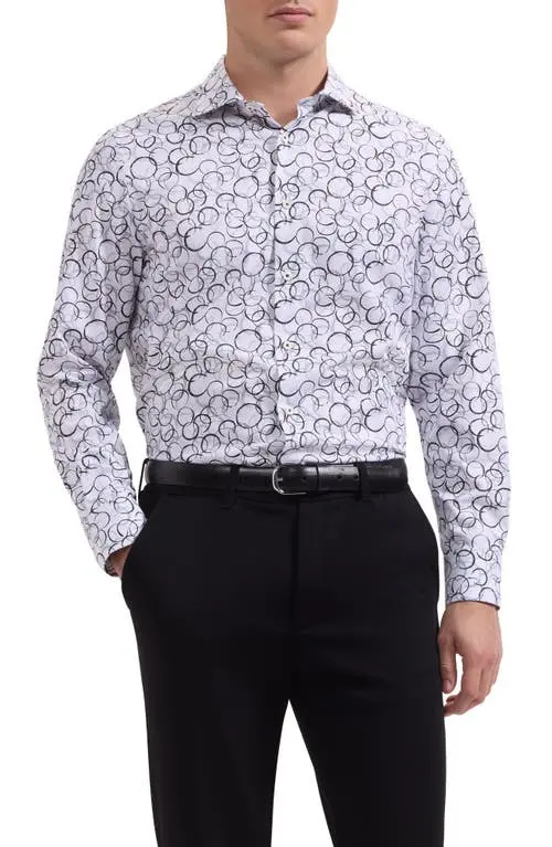 Bugatchi Axel Shaped Fit Stretch Cotton Button-up Shirt - Black