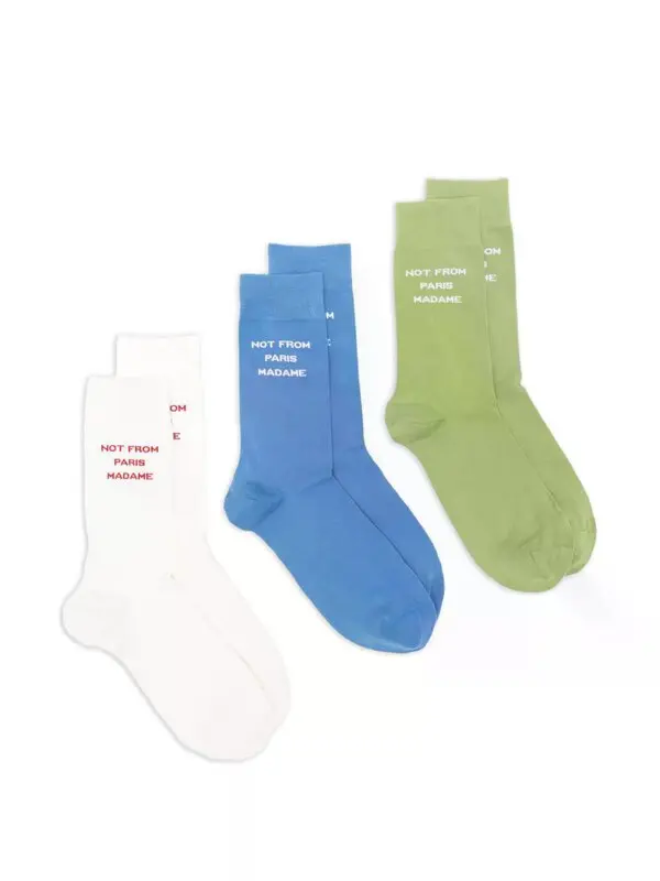 Drole De Monsieur Lettering Socks - Blue