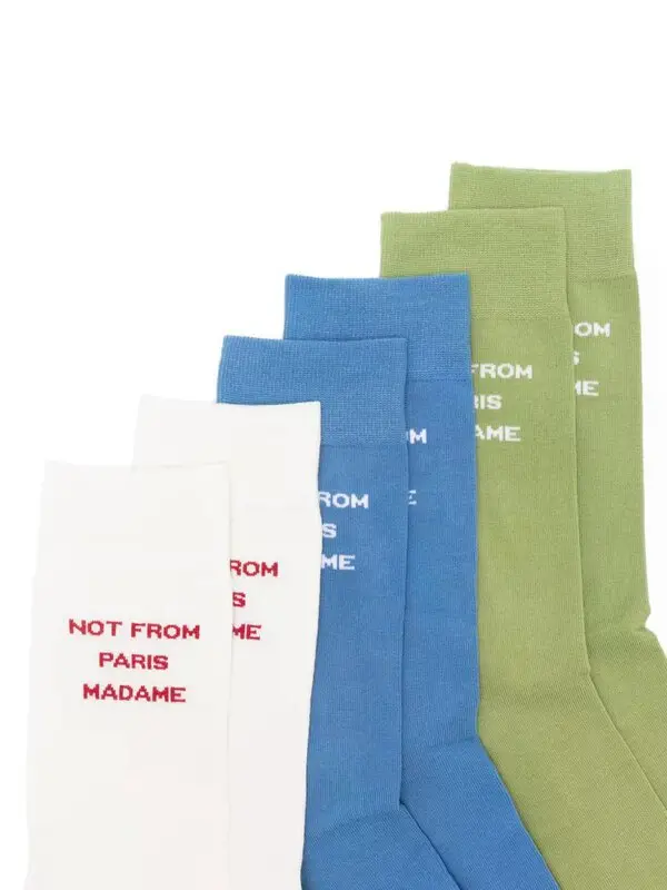 Drole De Monsieur Lettering Socks - Blue