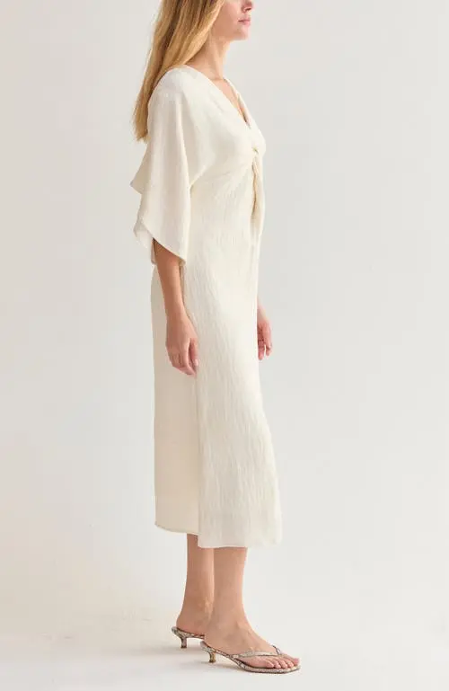 CRESCENT Front Twist Textured Midi Dress