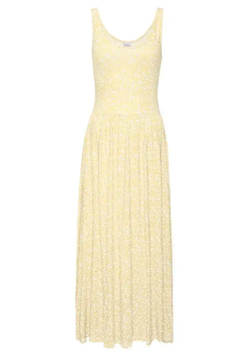 LASCANA Printed Scoop Neck Maxi Dress - Yellow
