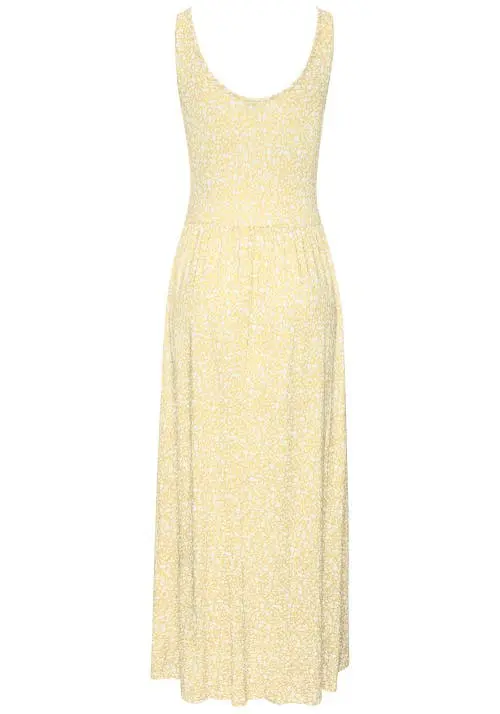 LASCANA Printed Scoop Neck Maxi Dress - Yellow