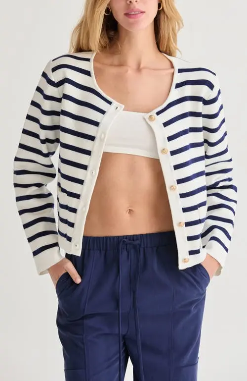 CRESCENT Striped Jacquard Knit Cardigan