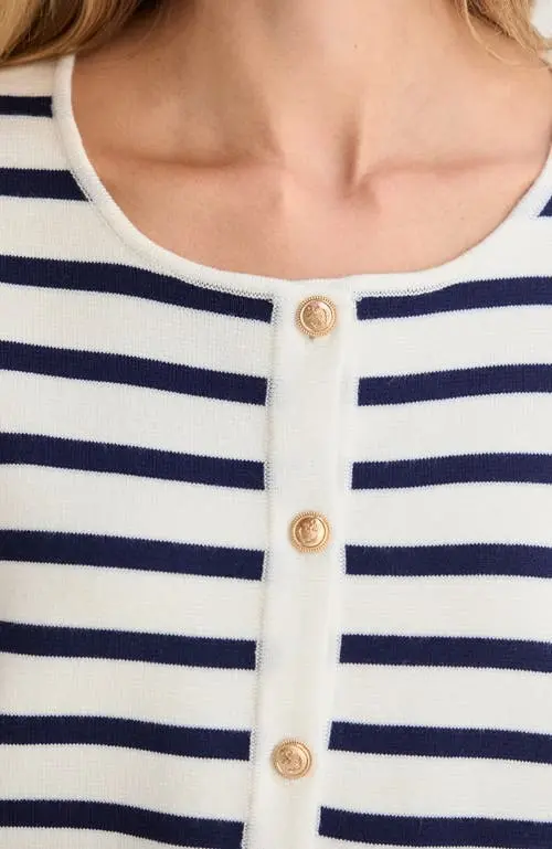 CRESCENT Striped Jacquard Knit Cardigan
